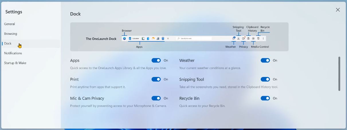 Setting Options for OneLaunch: Customize Your Desktop